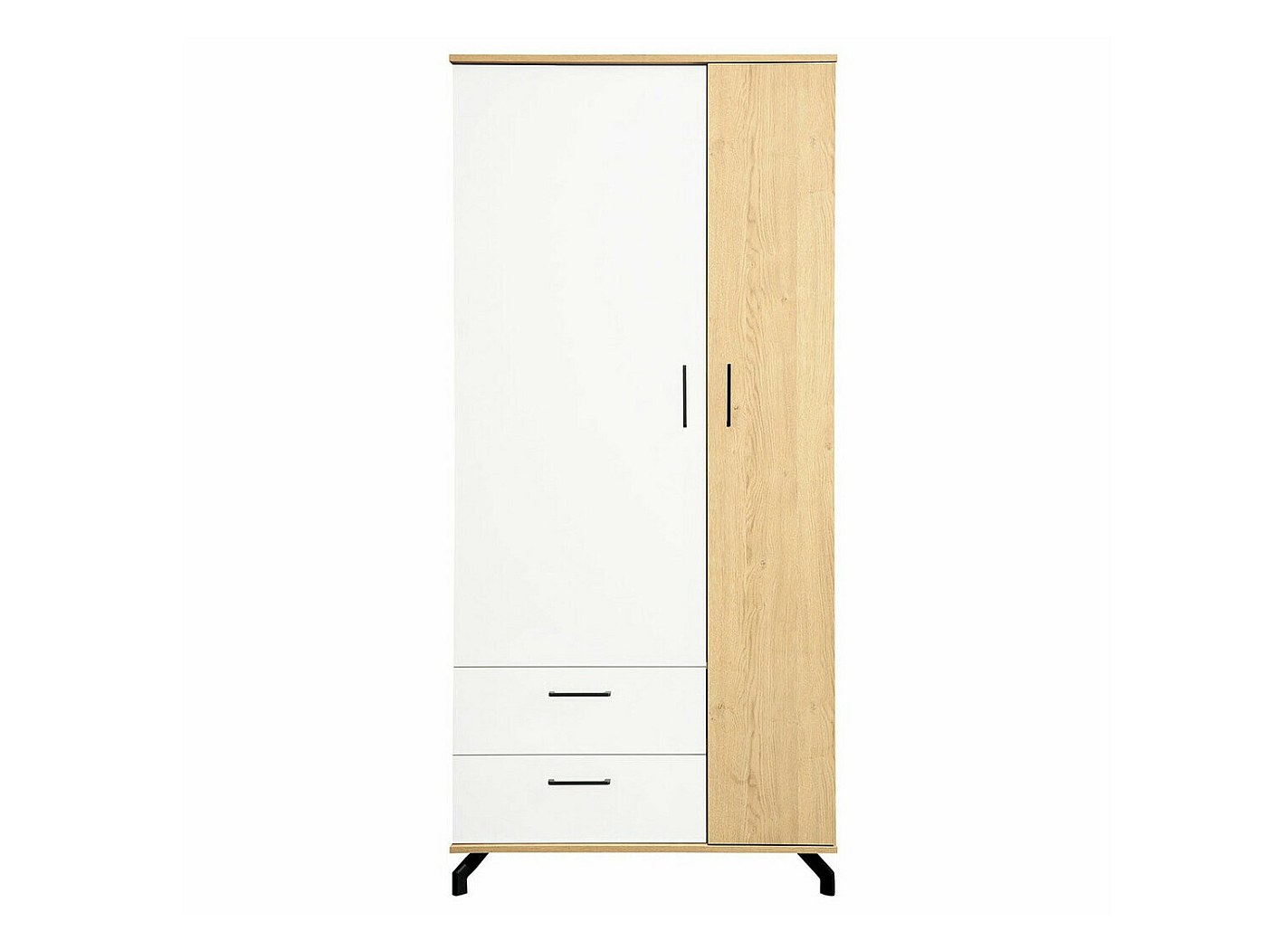 Guardaroba Omaha S100, Bianco|Rovere chiaro, 194x90x50cm, Porte ...