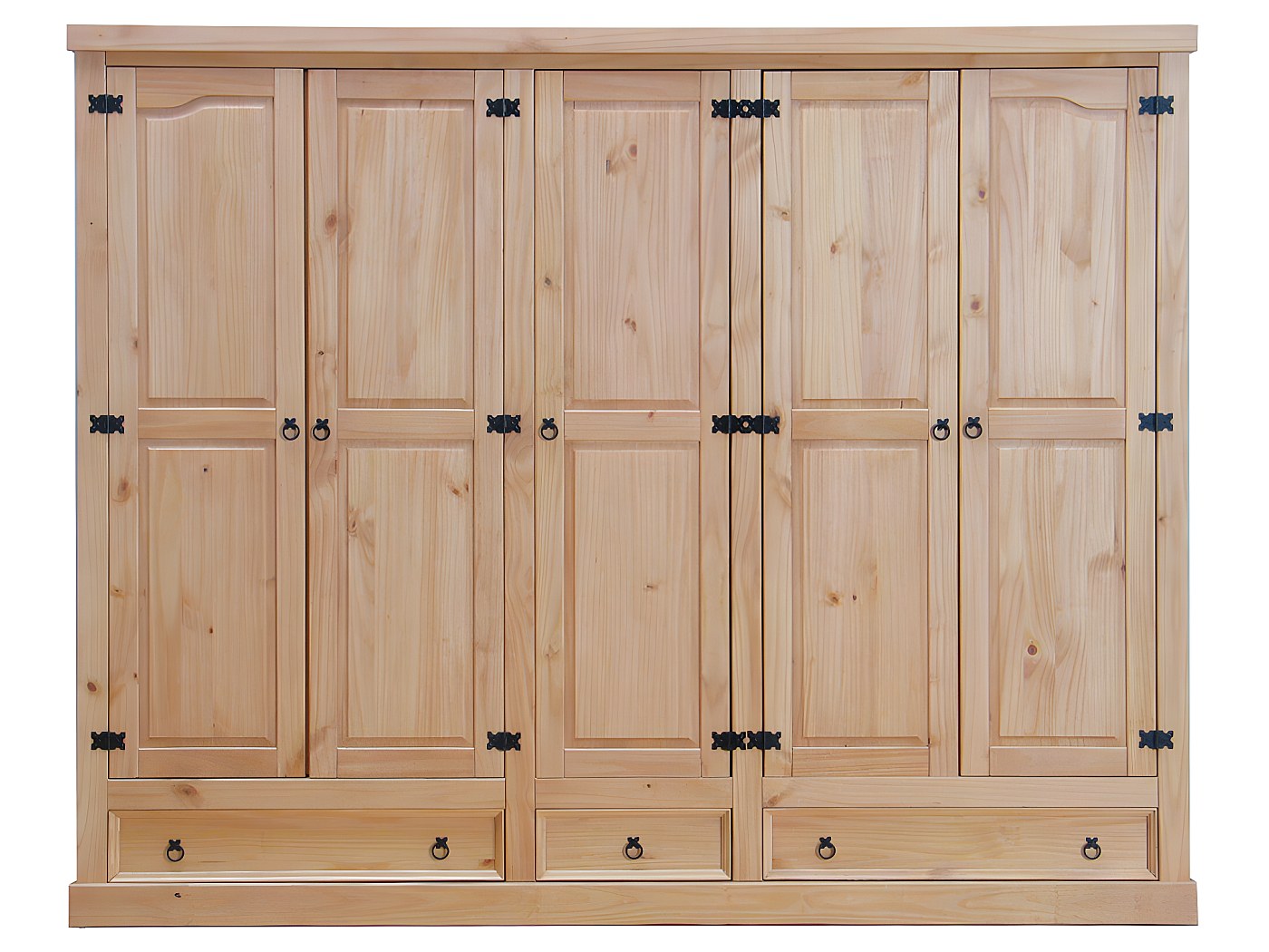 Grote garderobekast 5-drs grenen New Mexico.