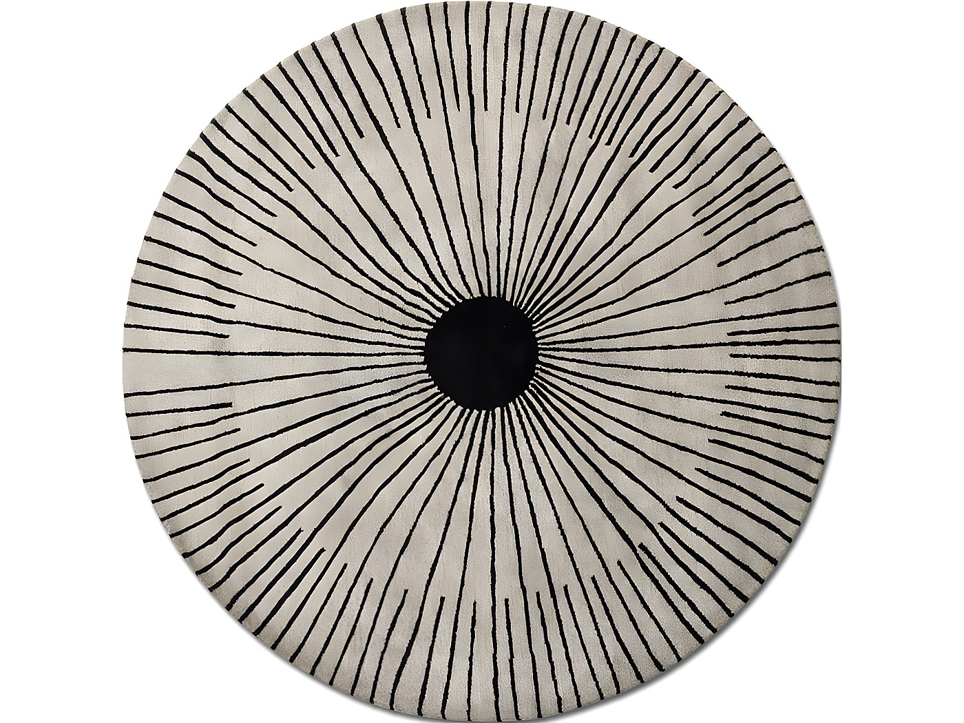 Tapis de Conception Ronde - Laine - Iris Beige / Noir