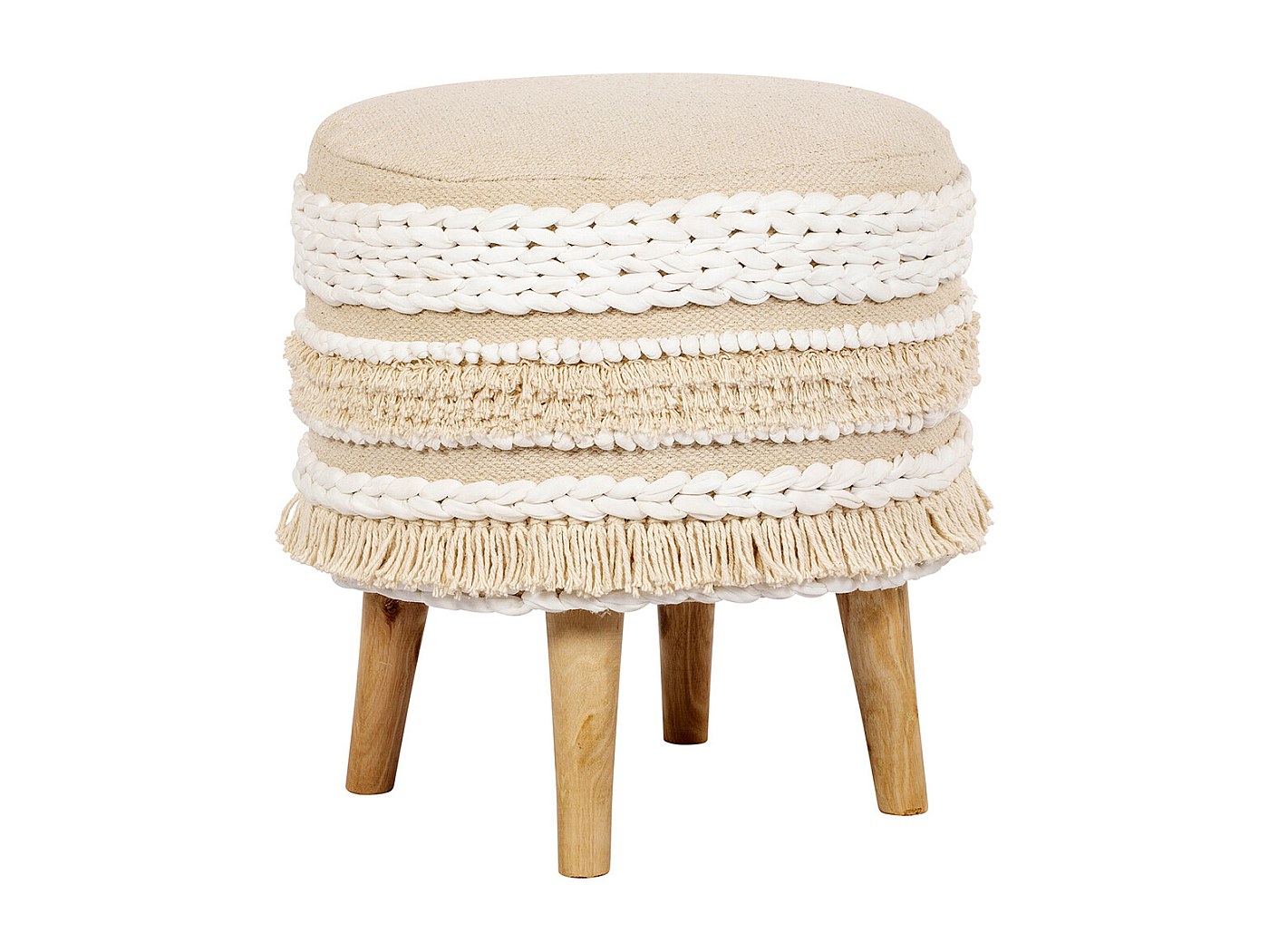 Runder Pouf Hocker - Boho Bali Stil - Ivy