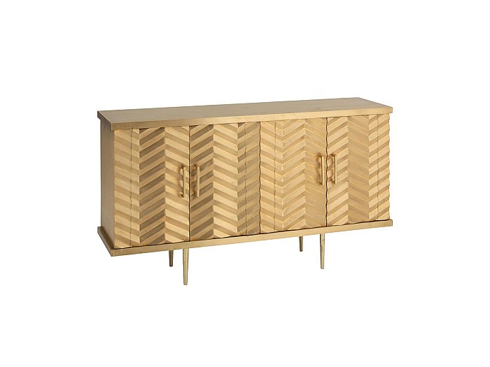 Buffet 4 Portes Chevrons Laiton effet Or