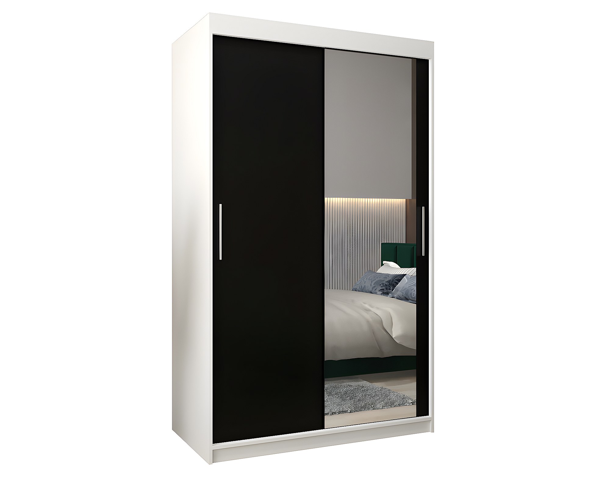 Armoire 2 portes coulissantes Tokyo 2 120x200 cm avec miroir Blanc - Noir