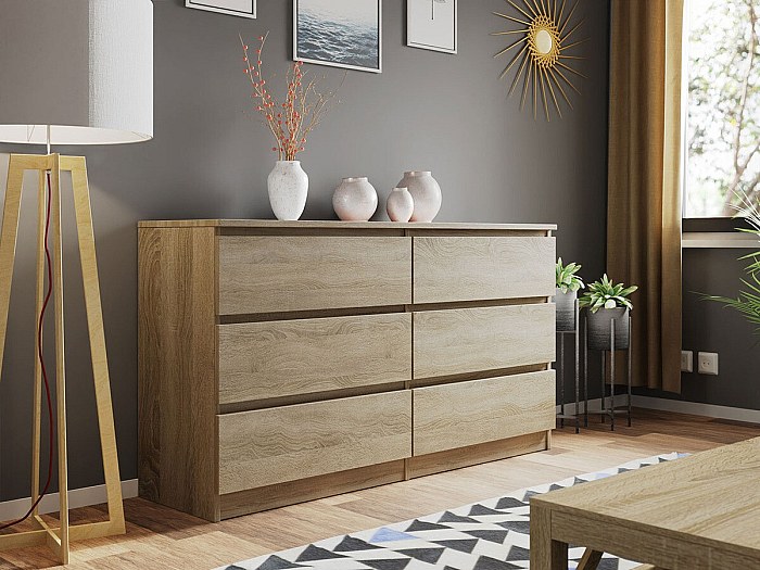 Commode Miami 150, Sonoma chêne, Avec tiroirs, Nombre de tiroirs: 6.00 ...