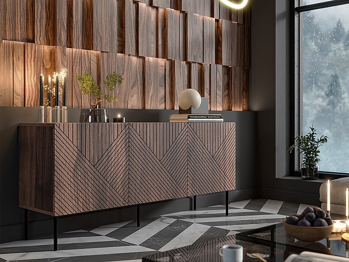 Placard Charlotte L100, Noyer, 70x150x42cm, Stratifié|MDF