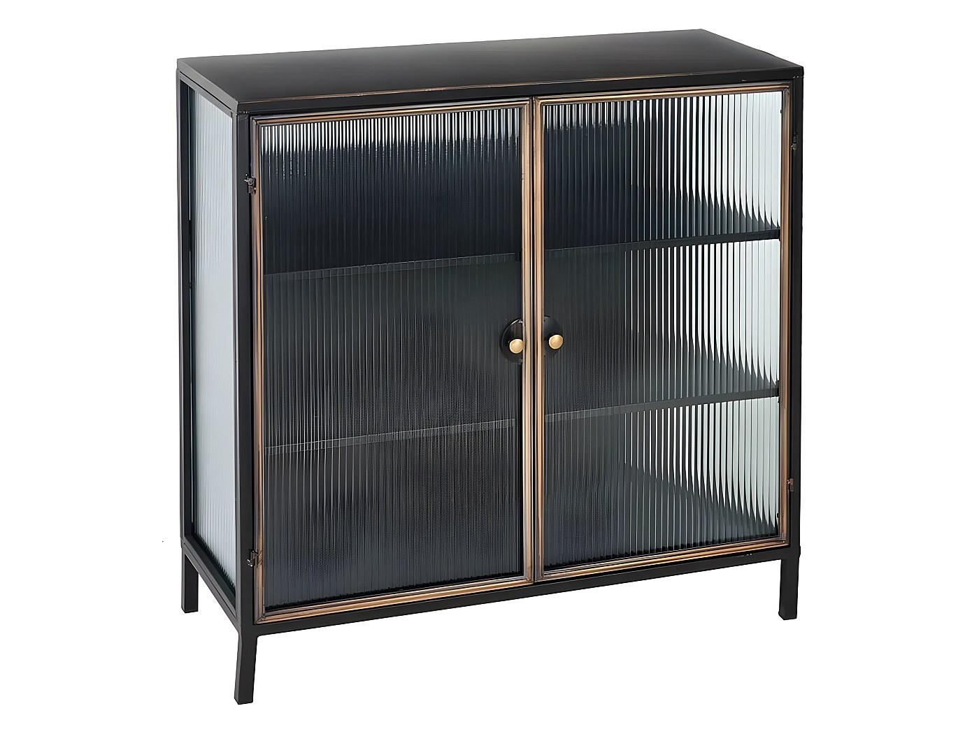 Bahut- vitrine en métal noir 2 portes Gaston