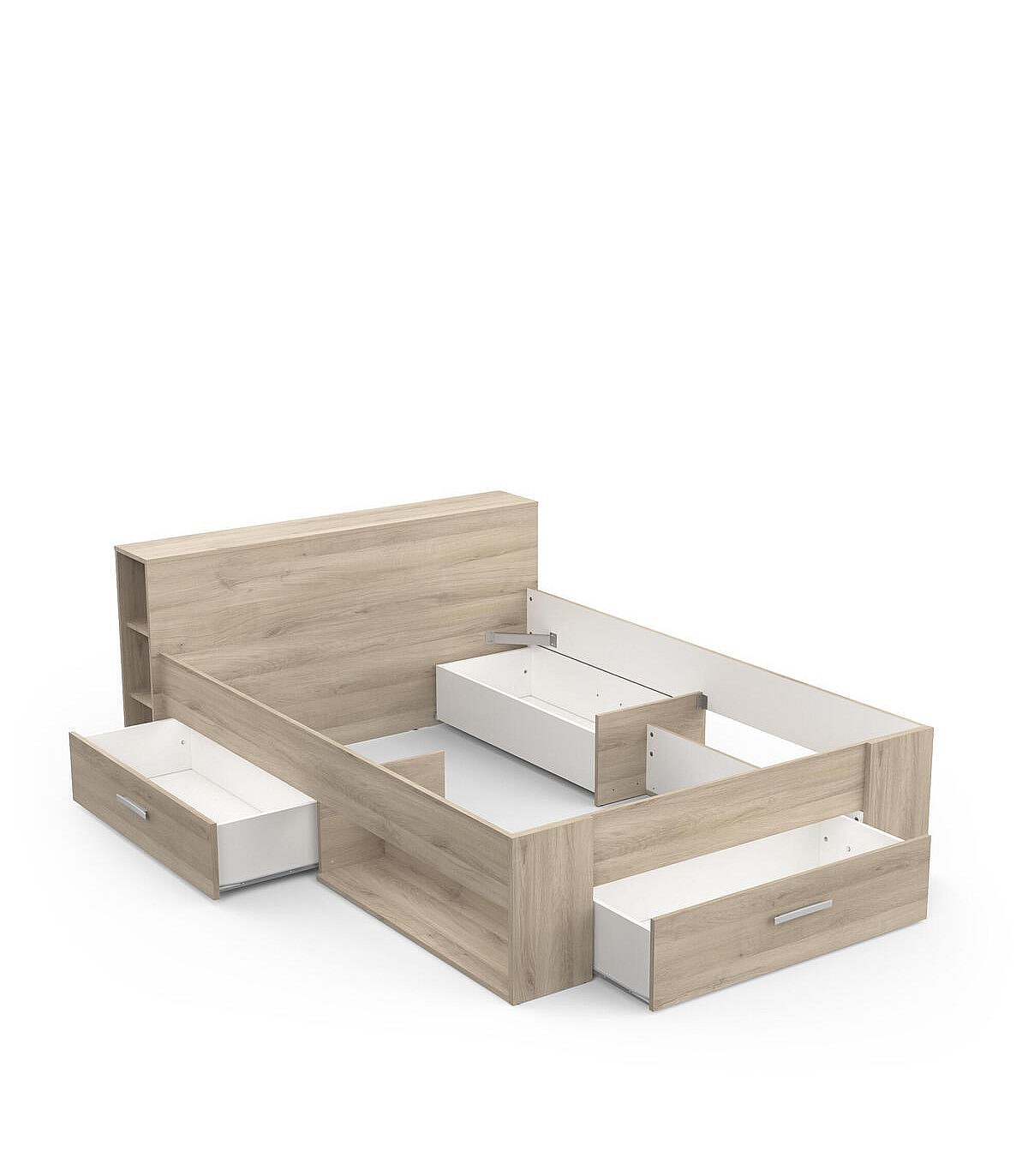 Letto con 3 Cassetti 8 Nicchie - 140x200 cm - Pocket