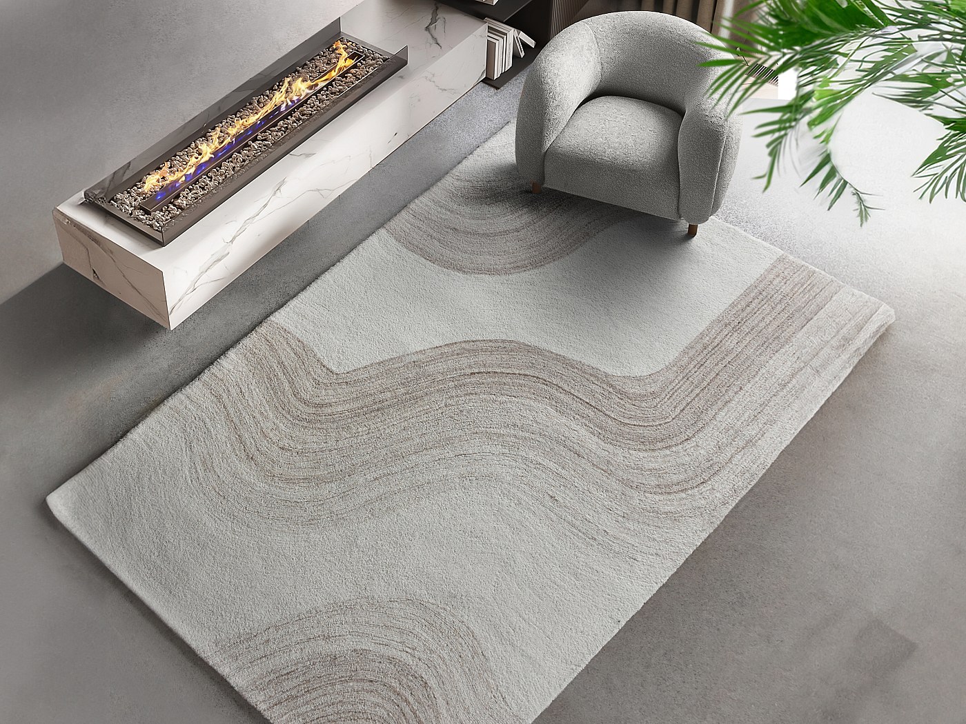 Tapijt met motieven van 100% wol - 160 x 230 cm - 1800 g/m2 - Ivoorwit ...