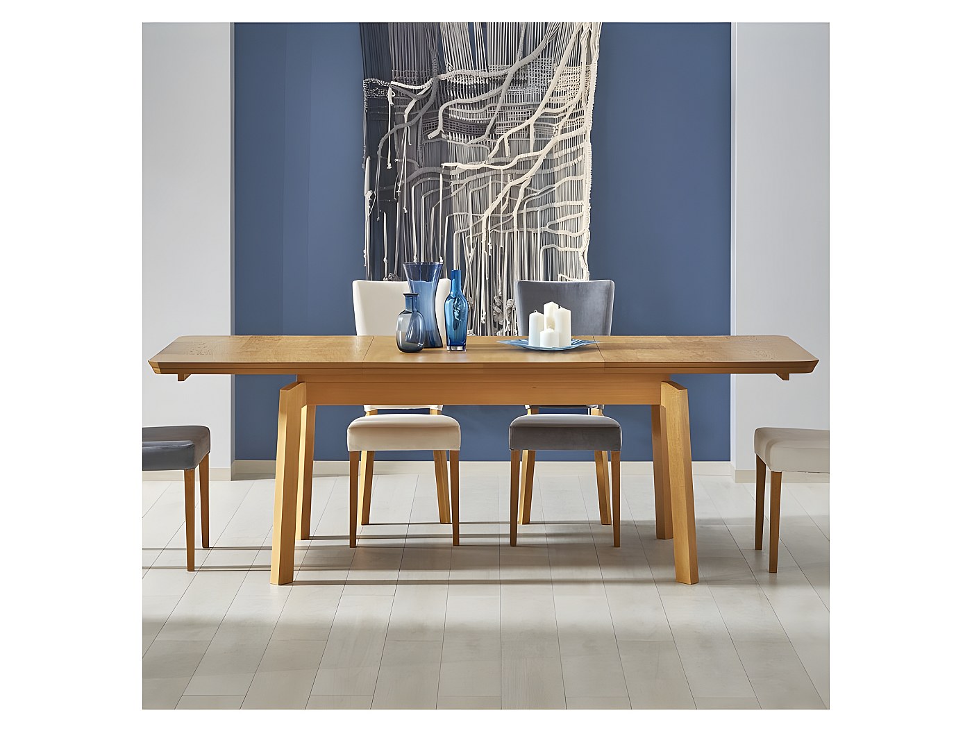 Table a manger avec rallonge pieds bois massif 160cm x 250cm Angel