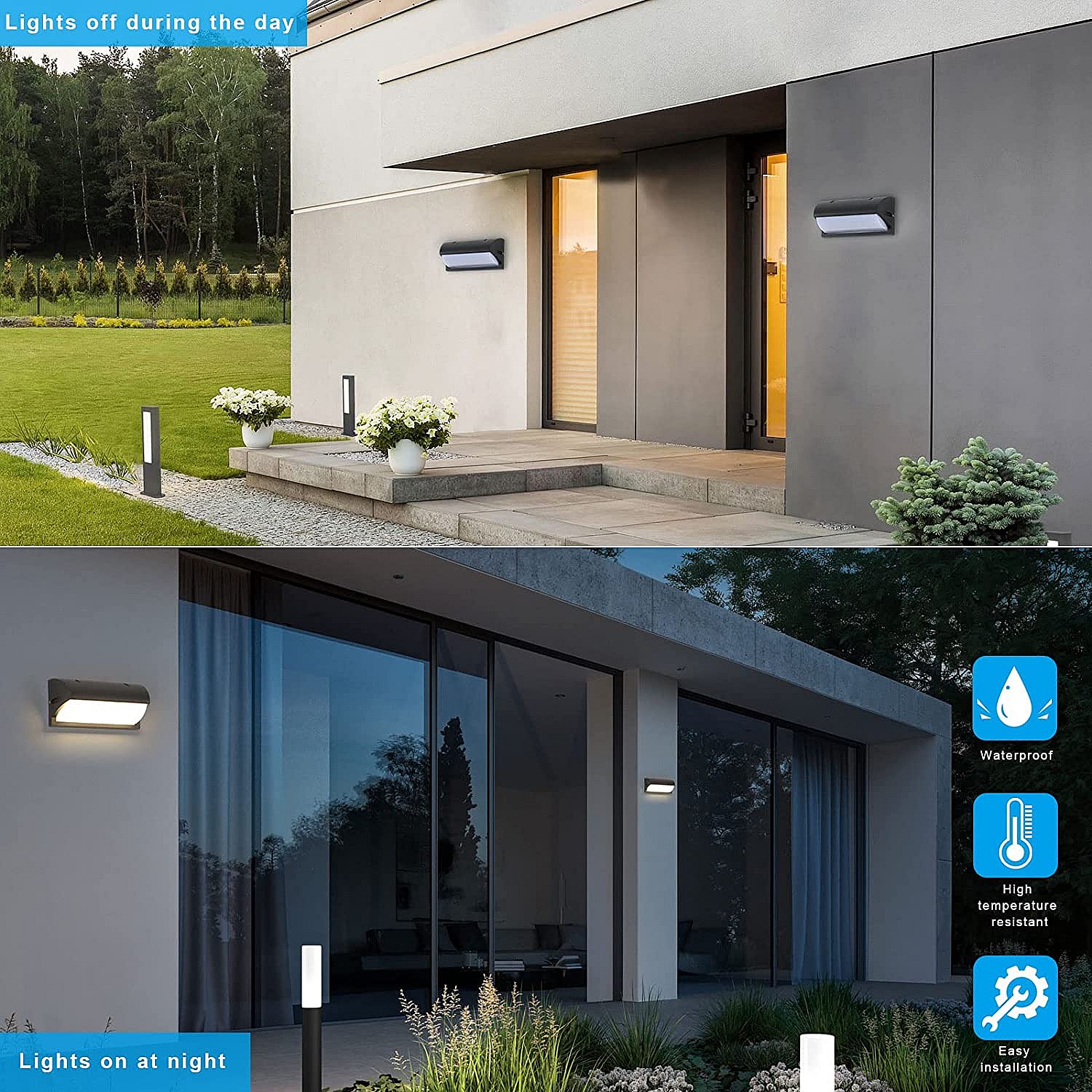 Luce murale esterna moderna, 26*12,5*11,5 cm, 18W, IP65 impermeabile, 3000K