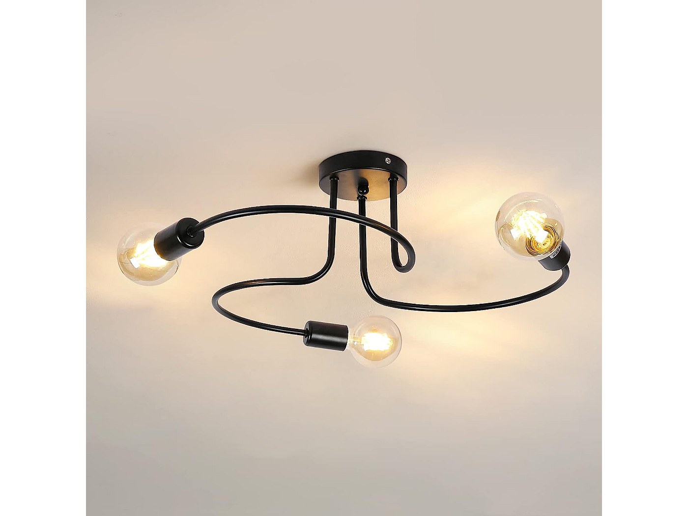 Vintage-Deckenleuchte mit E27-Sockel, 3 Lampen, 60 x 12 cm, aus Eisen ...