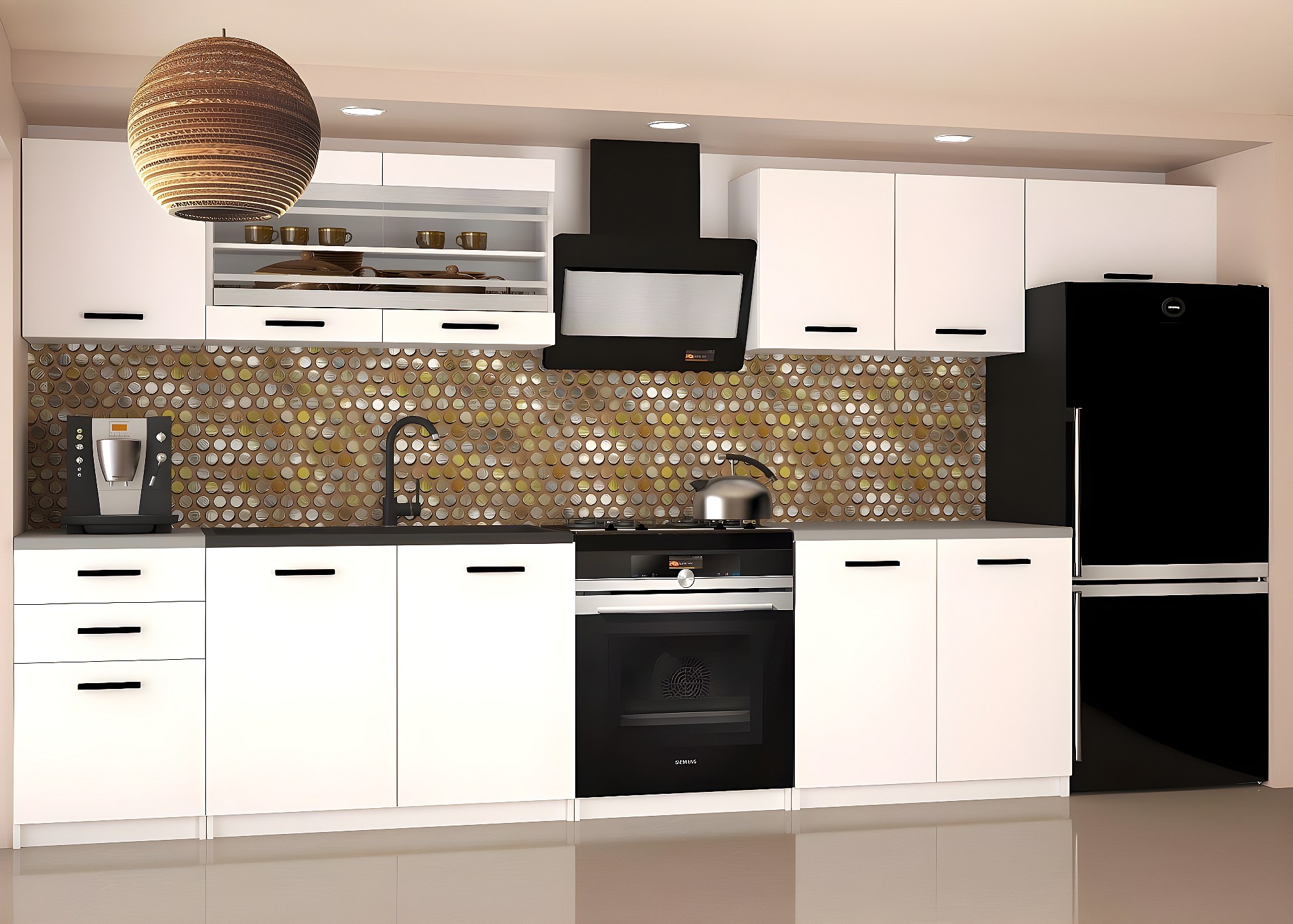 ELLANTO - Cuisine complète L240 cm - Cuisine droite 7 pcs - Plan de ...