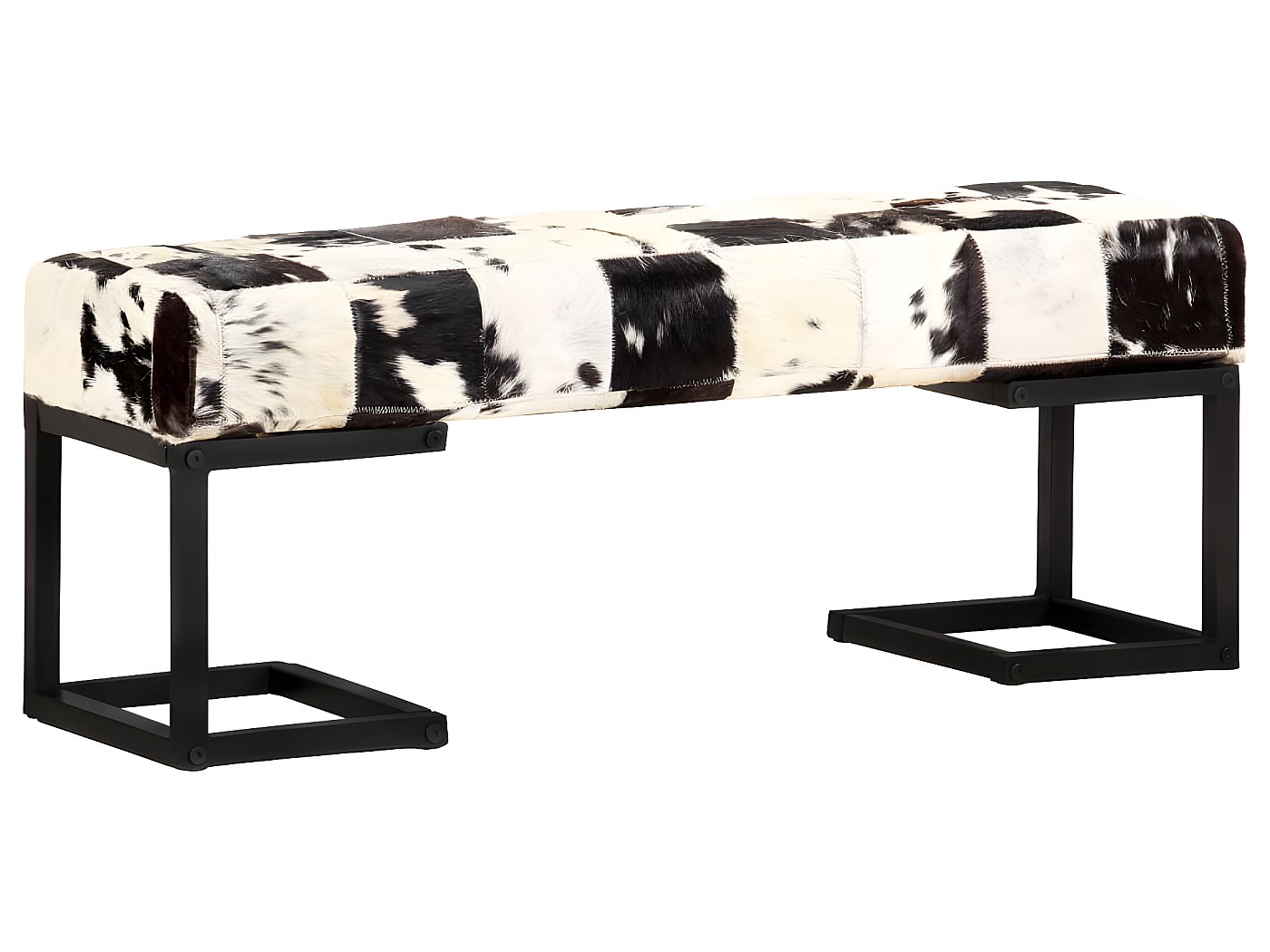 Banco de retales Patchwork cuero auténtico cabra negro 110 cm