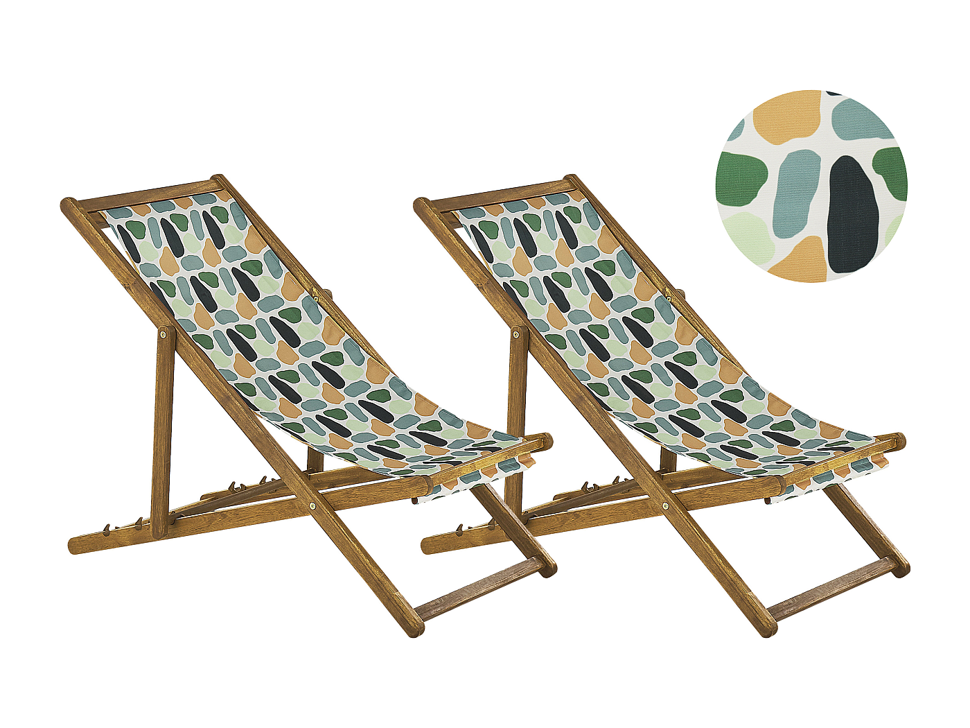 Ligstoel set van 2 lichthout meerkleurig ANZIO