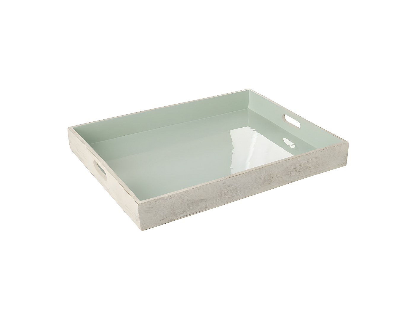 Plateau de Service en Bois "Kos" 67cm Beige & Bleu