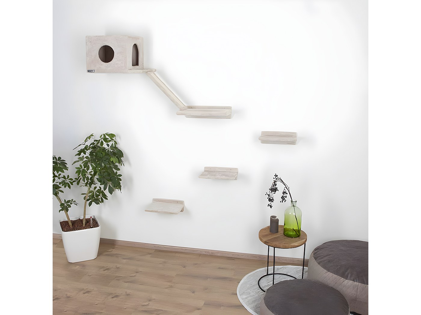 Mur d'escalade pour chats Mont Blanc Bois Beige