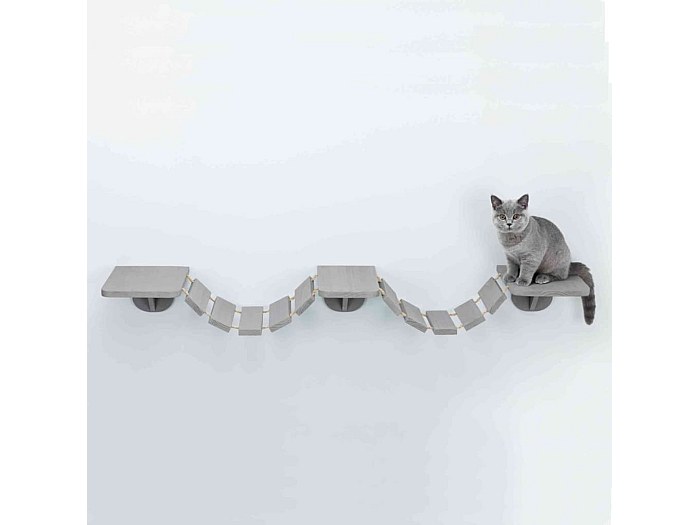 Escada escalada gatos de parede 150x30 cm cinzento-acastanhado