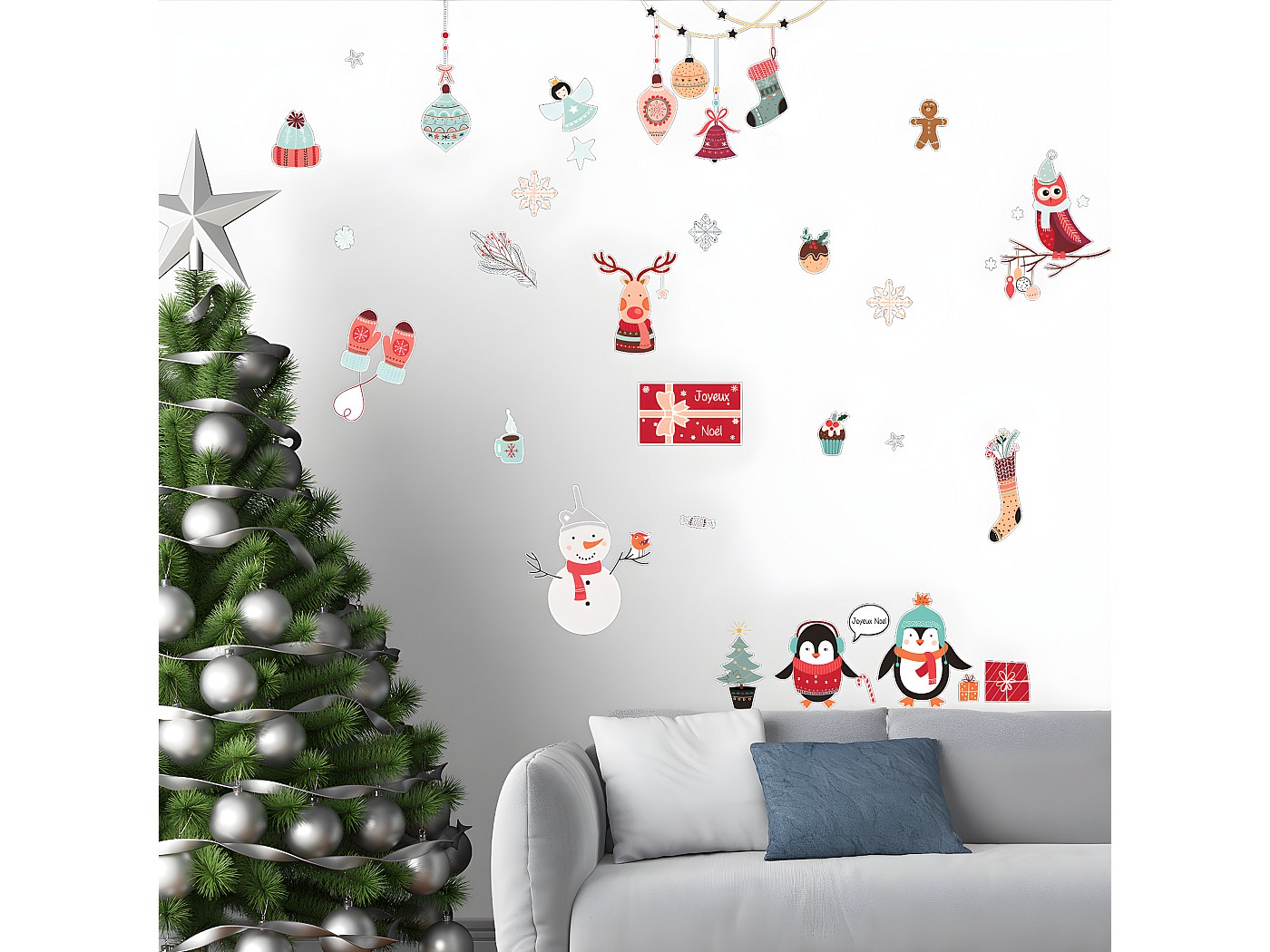 Sticker Noël fête d'hiver - Autocollants stickers adhésifs noël ...