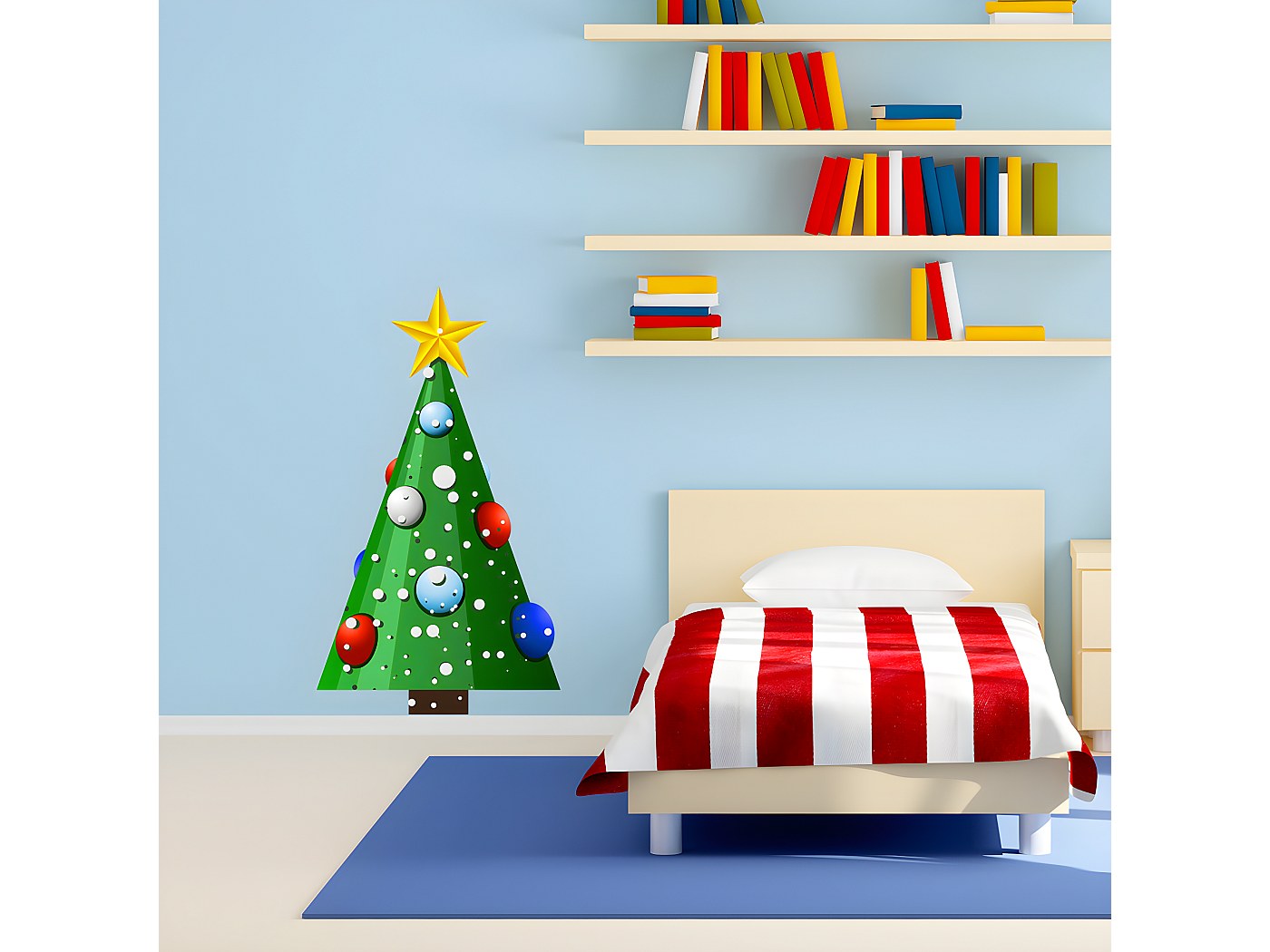 Sticker Noël le sapin de Noël et ses flocons de neige - Autocollants ...