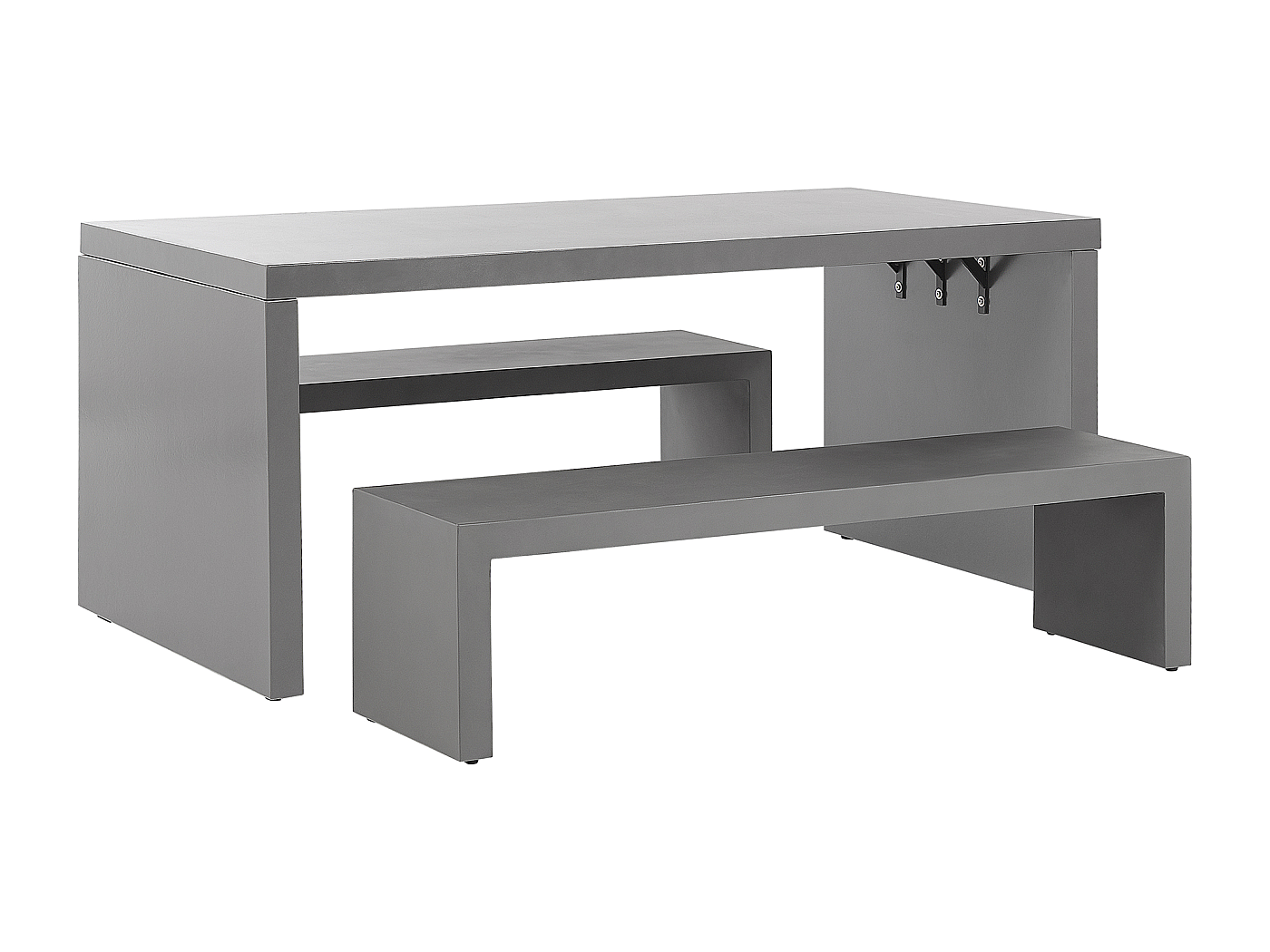 Gartenmöbel Set U-Form Beton grau Tisch mit 2 Bänken TARANTO