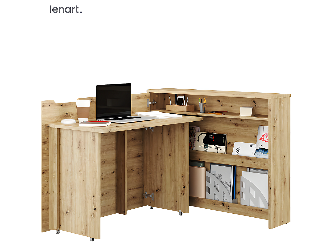 Lenart Uitschuifbaar bureau met opbergruimte WORK CONCEPT CW01 L Links ...