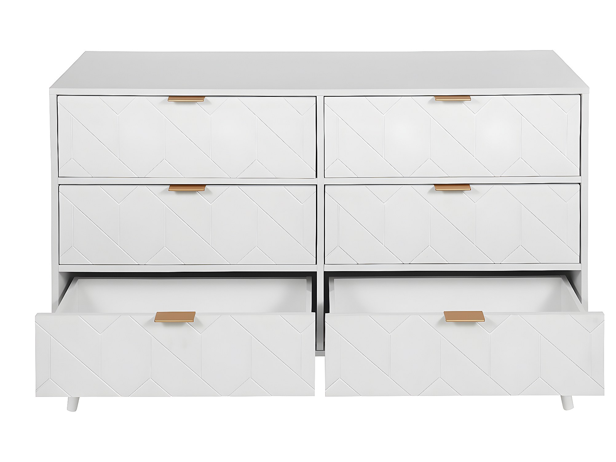 Commode avec six tiroirs - 120cm - Blanc - Sweiko