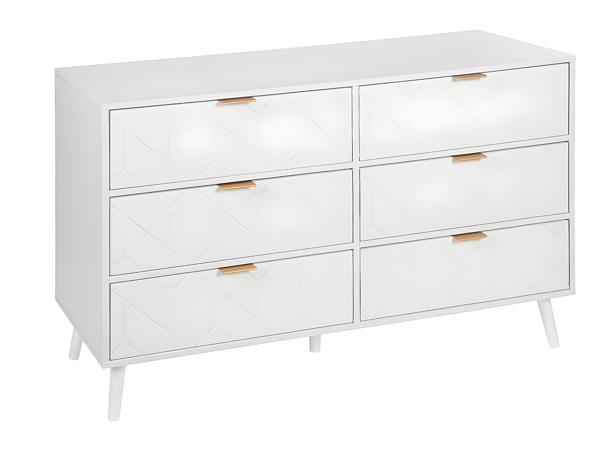 Commode avec six tiroirs - 120cm - Blanc - Sweiko