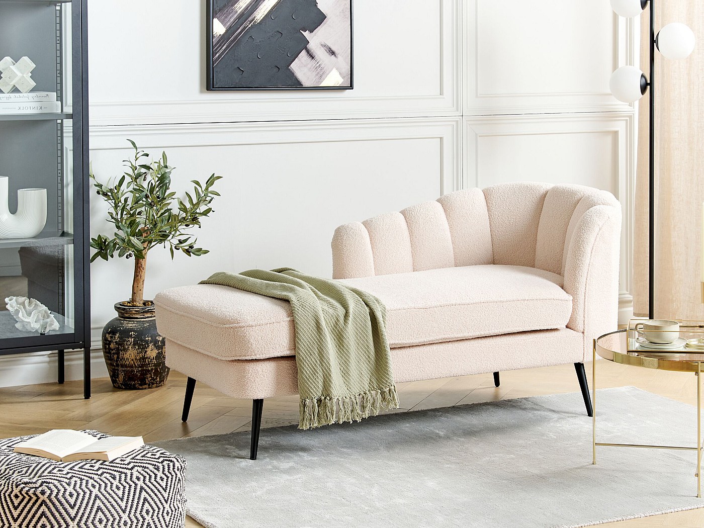 Divan côté gauche en boucle beige clair ALLIER