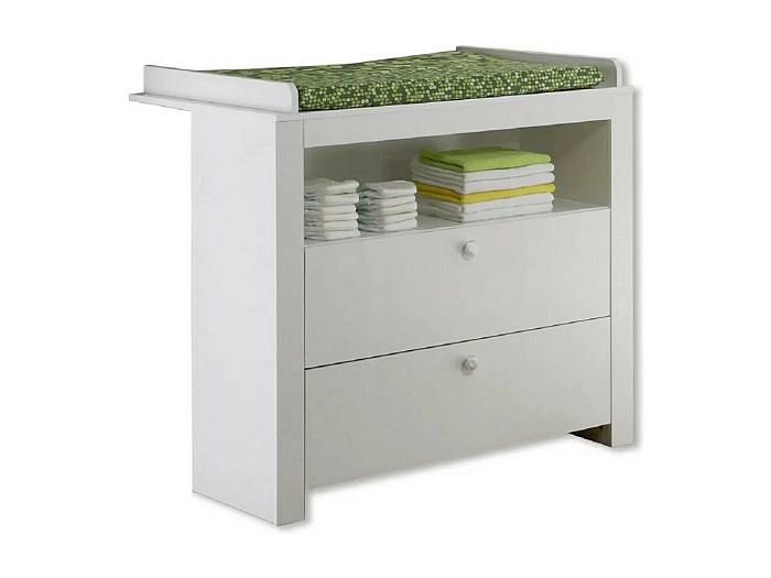 Meuble Bébé-Enfant - Commode avec plan à langer - Mélaminè - Blanc - 96 - 104 - 69 cm