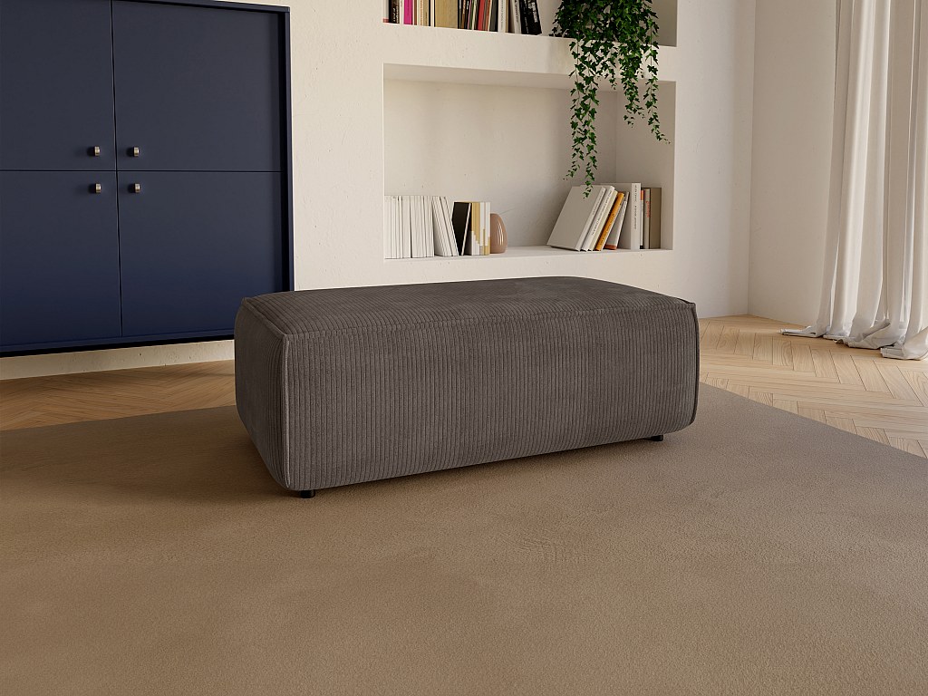 Rechthoekige poef van trendy bruin ribfluweel AMELIA