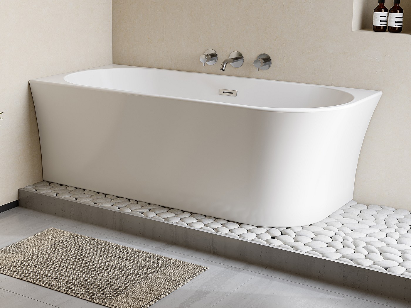 Banheira de canto esquerdo 228 L, 170 x 75 x 59 cm, acrílico branco ...