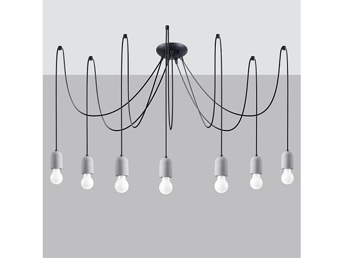 Lustre minimaliste en PVC, béton - 7 sources lumineuses - L.100 x H.115 ...