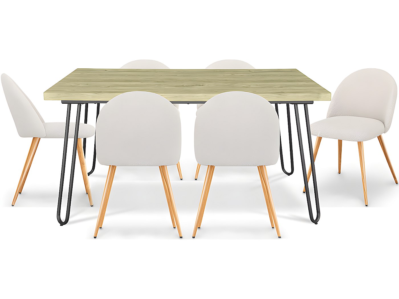 Pack Mesa de Comedor Diseño Industrial 150cm & 6 Sillas de Comedor ...