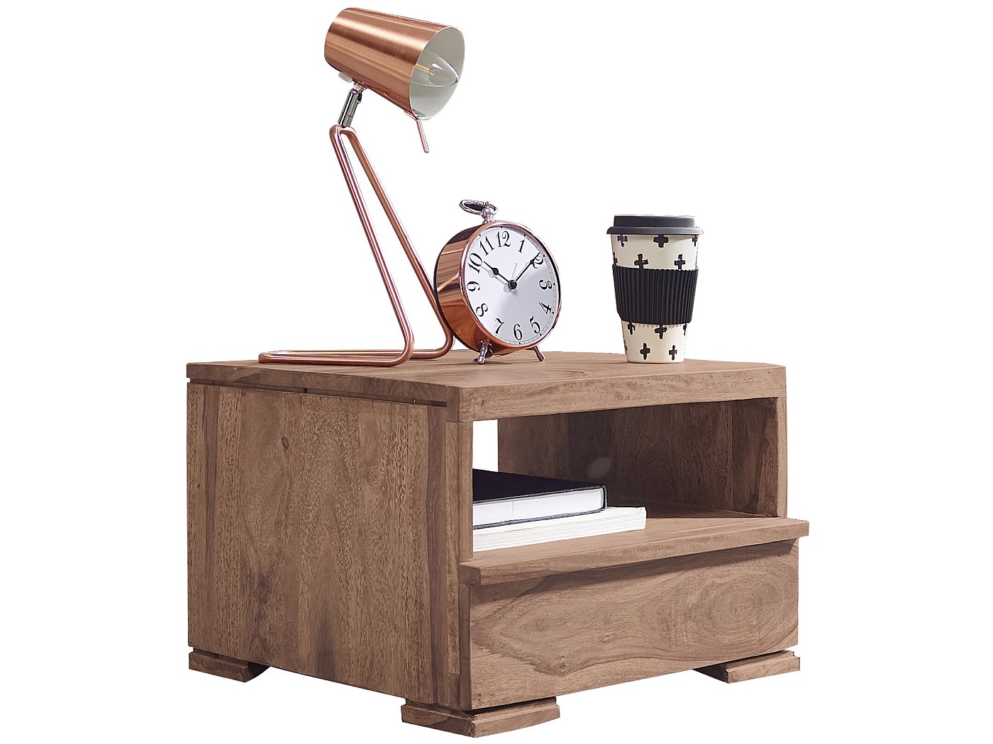 Comodino Letto 40x40cm Legno Massello Consolle Notturna Comodino notte