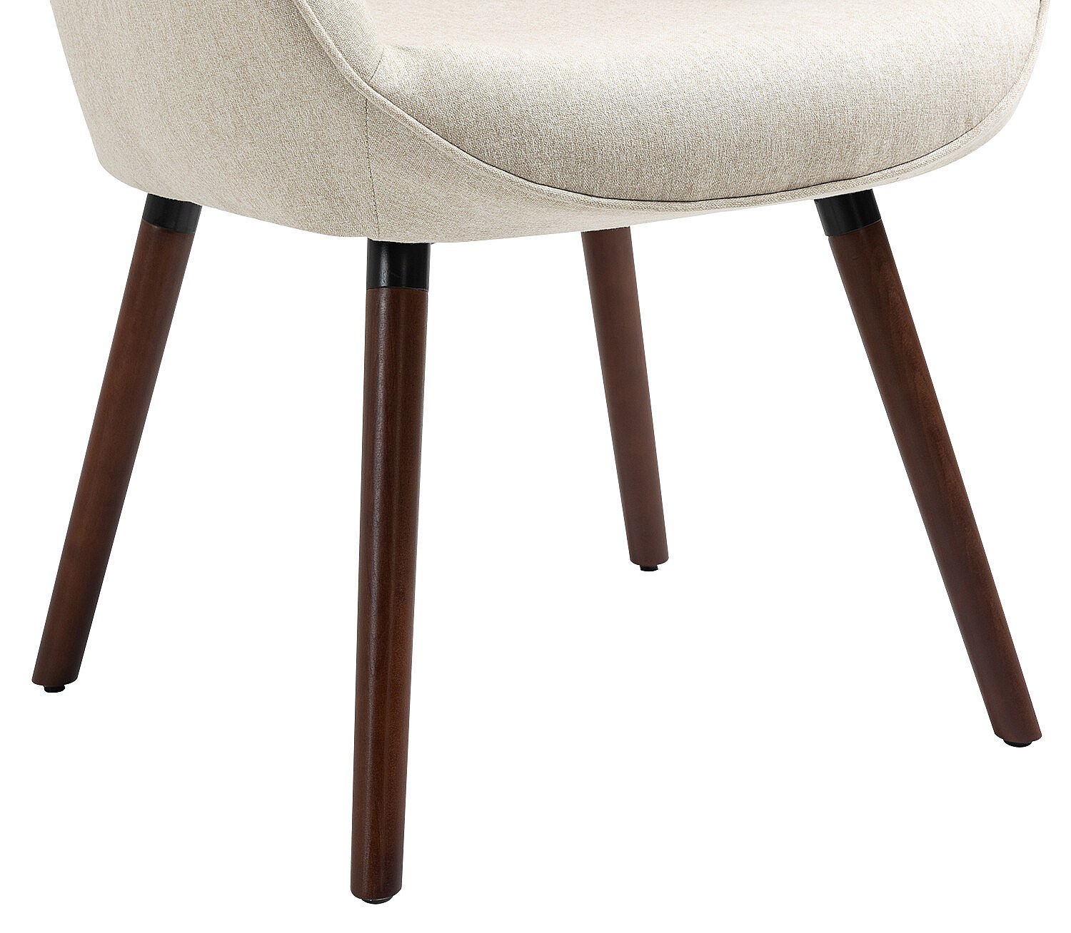 Fauteuil scandinave capitonné en tissu beige KAS FABRIC BEIGE NATURAL WOOD