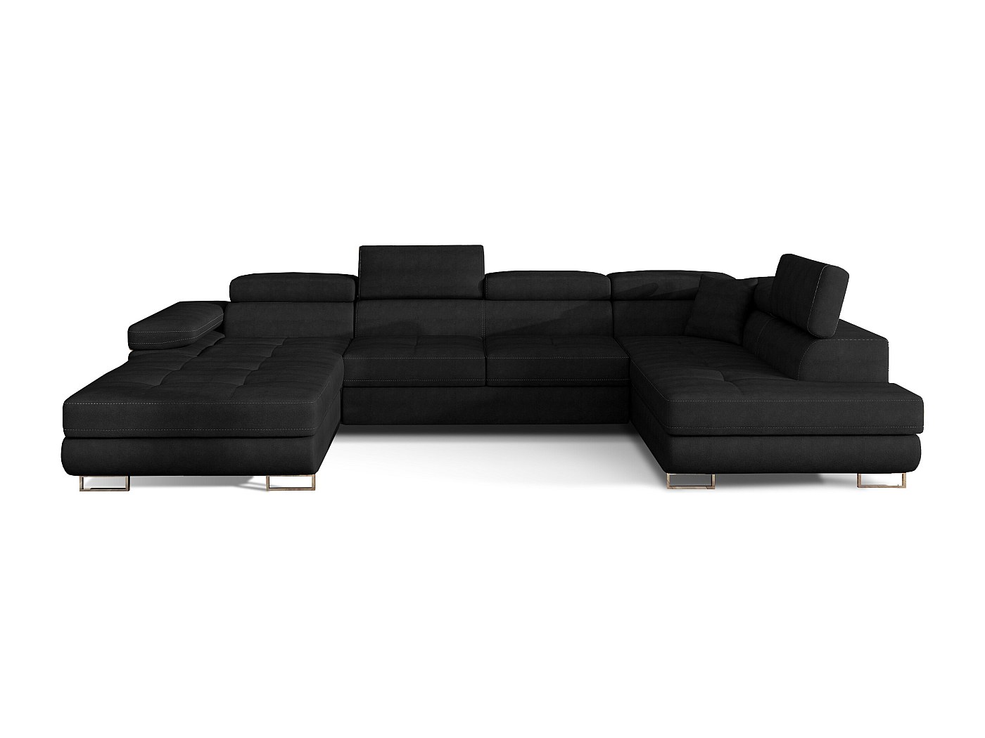 Sofá de esquina Trebino UR/funda de tela/negro