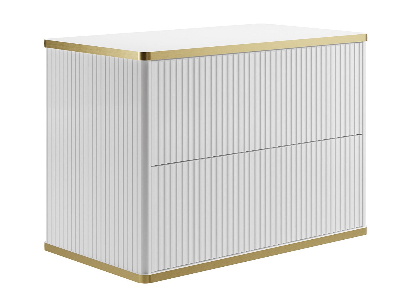 Mobile sotto lavabo per bagno scanalato con profilo Dorato Bianco KELIZA