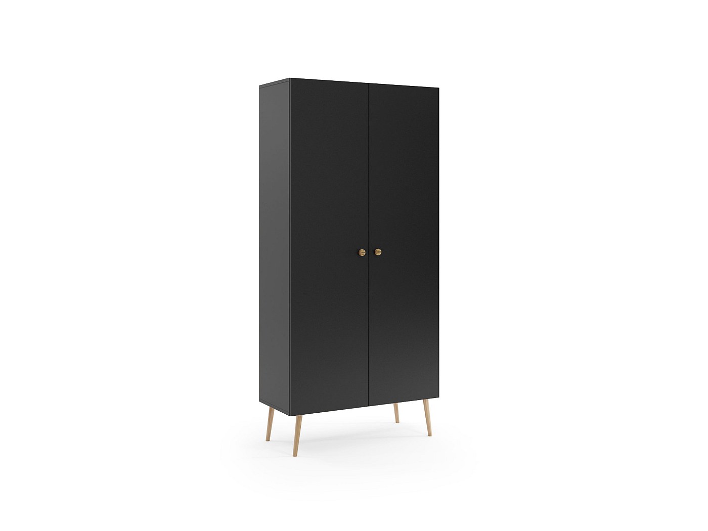 Armoire MALIBO 100 cm - 2 portes - 2 étagères tringle - noir mat