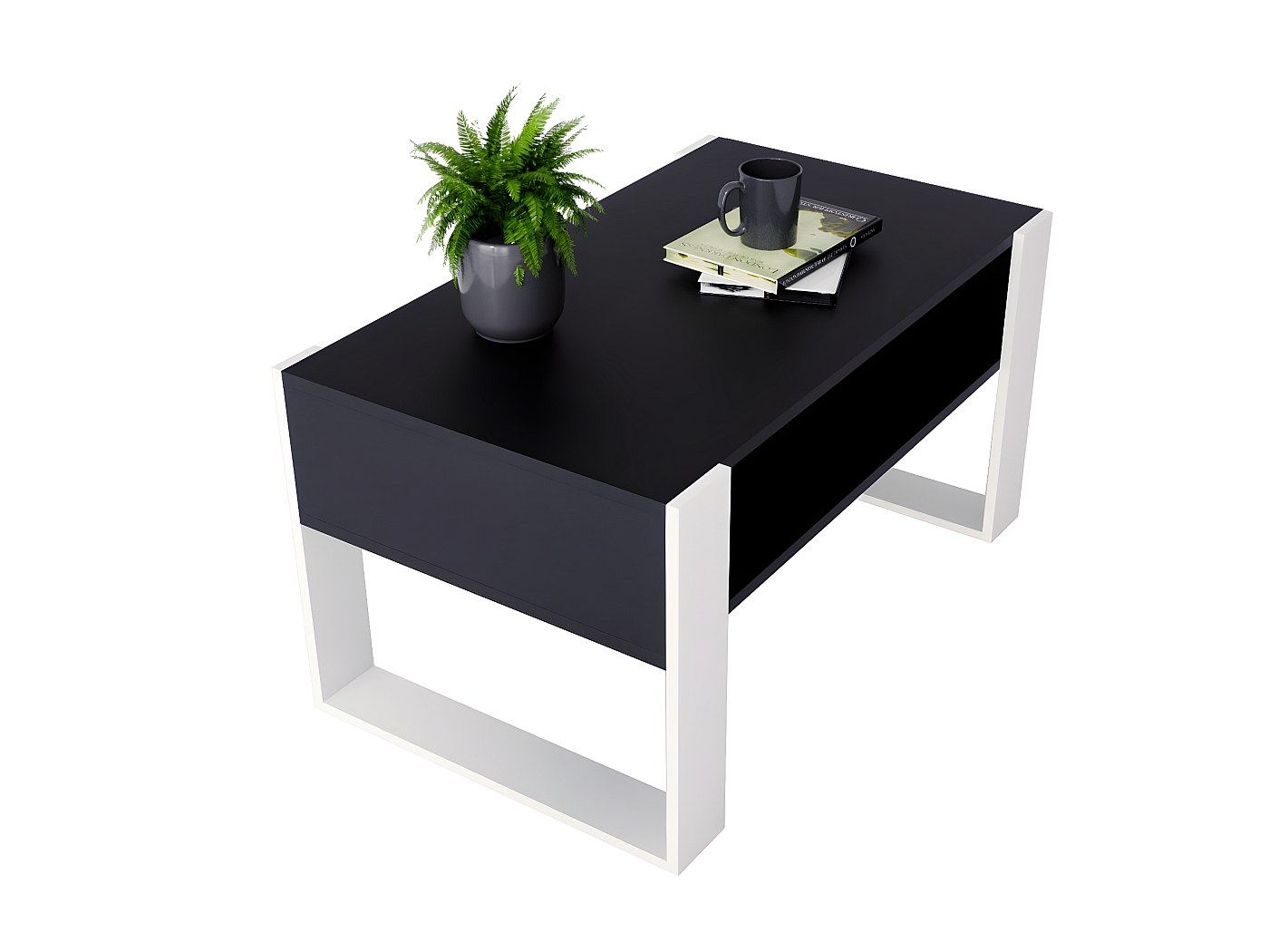 Couchtisch KARO 92 Schwarz / Weiß