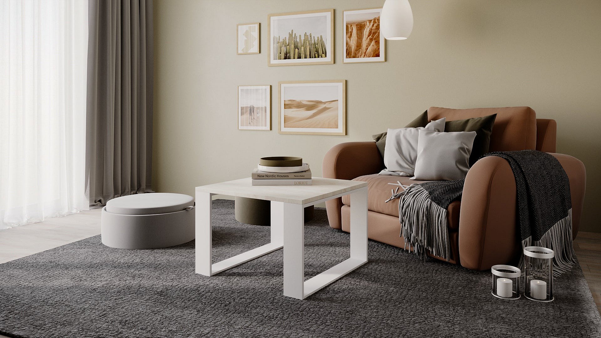 Table basse RICO 65 Cascina Pin / Blanc