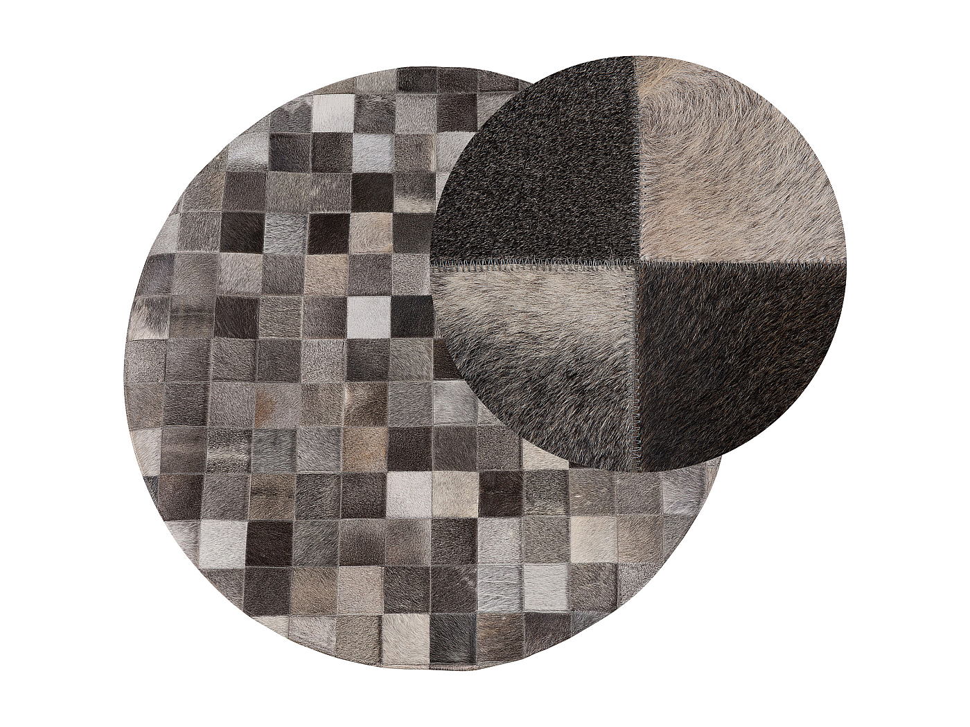 Tapis rond patchwork en cuir BERGAMA