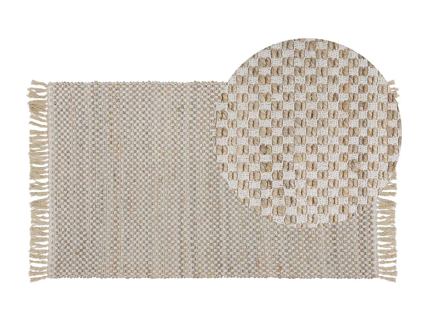 Tapis beige à carreaux 80 x 150 cm ZERDALI