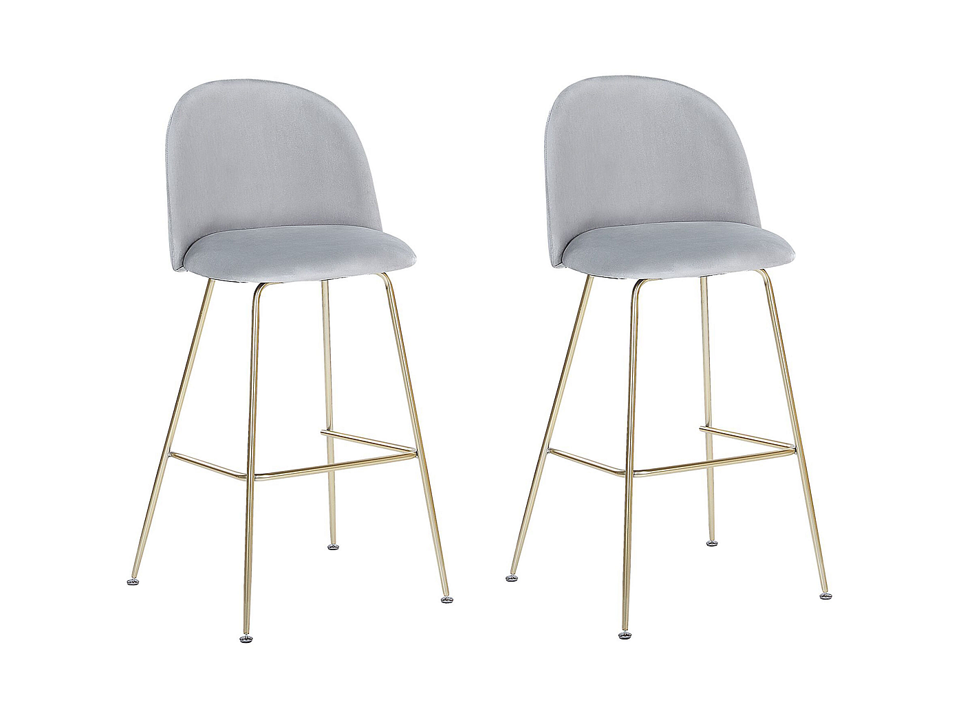 Conjunto de 2 cadeiras de bar em veludo cinzento ARCOLA