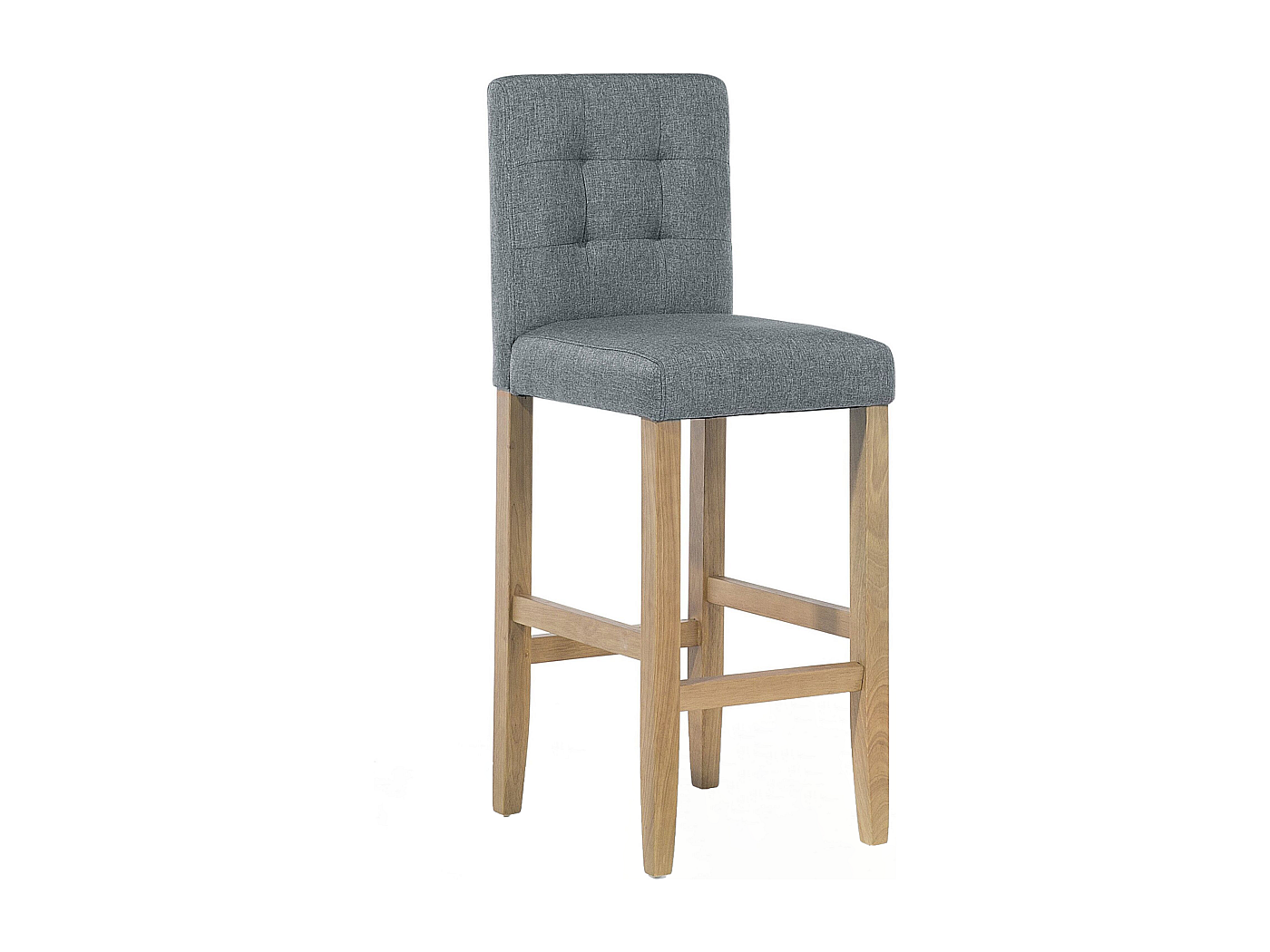 Silla de bar de poliéster gris/madera clara MADISON