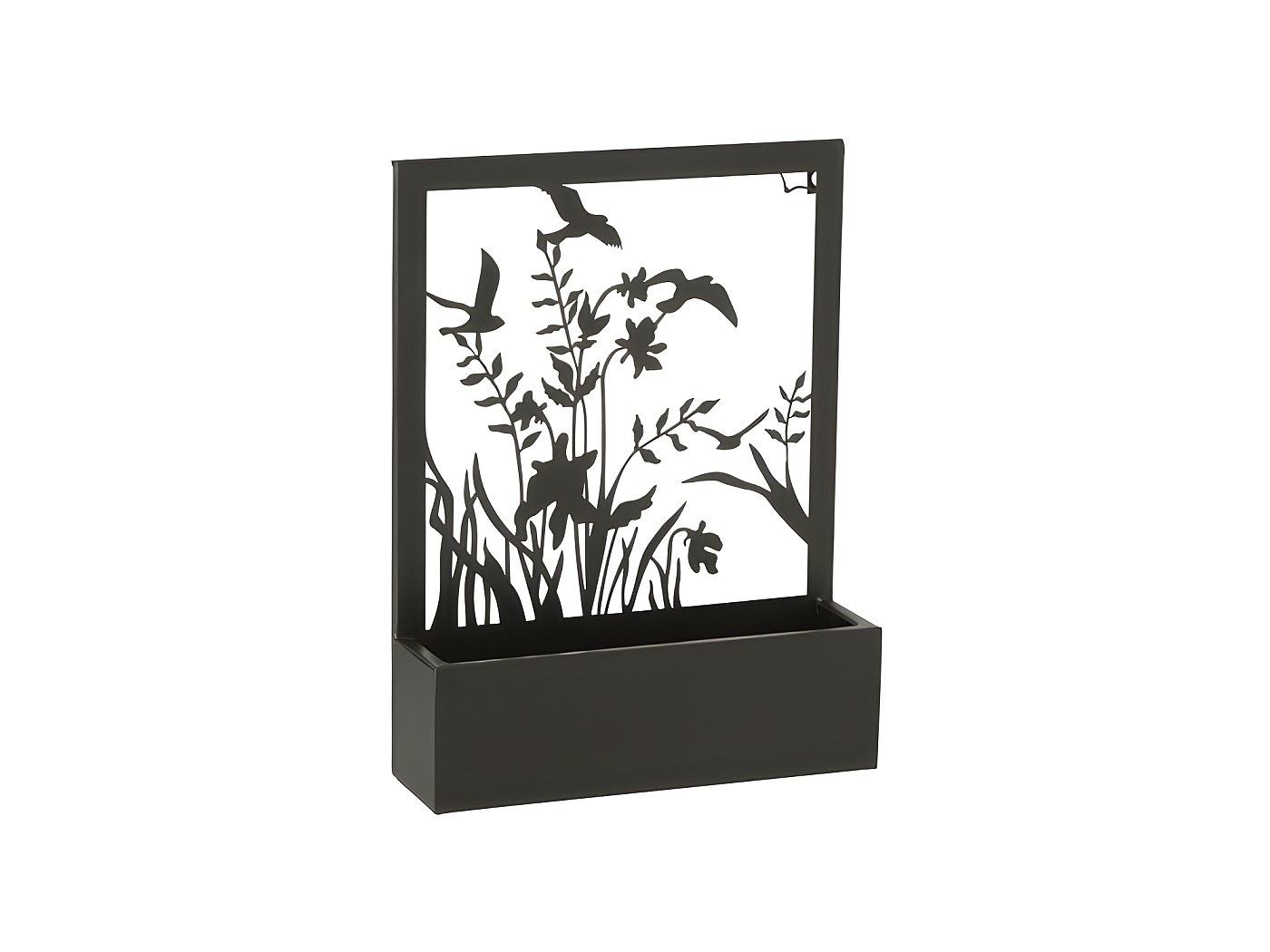 Zwarte metalen wandbloempot met planten L31*b8*H41cm