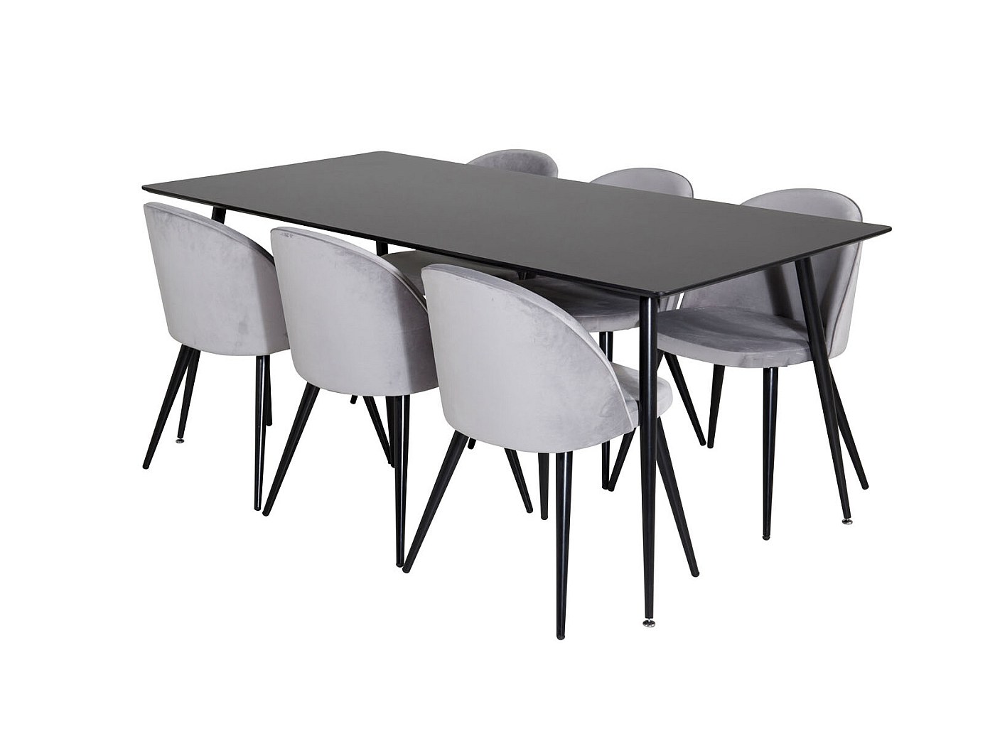 SilarBL180 ensemble table, table noir et 6 Velvet chaises Velours ...