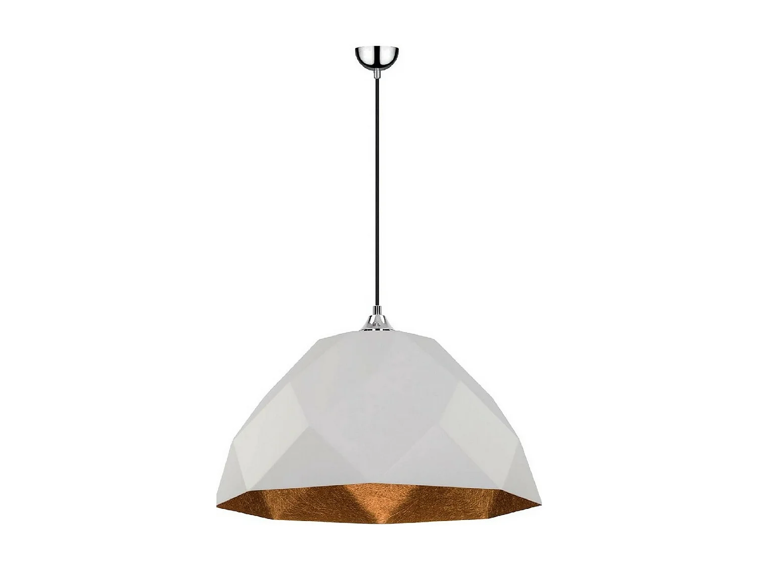 Lâmpada de Suspensão Rich, Crómio, Branco, Cobre, 35x35x95 cm, EPIKASA