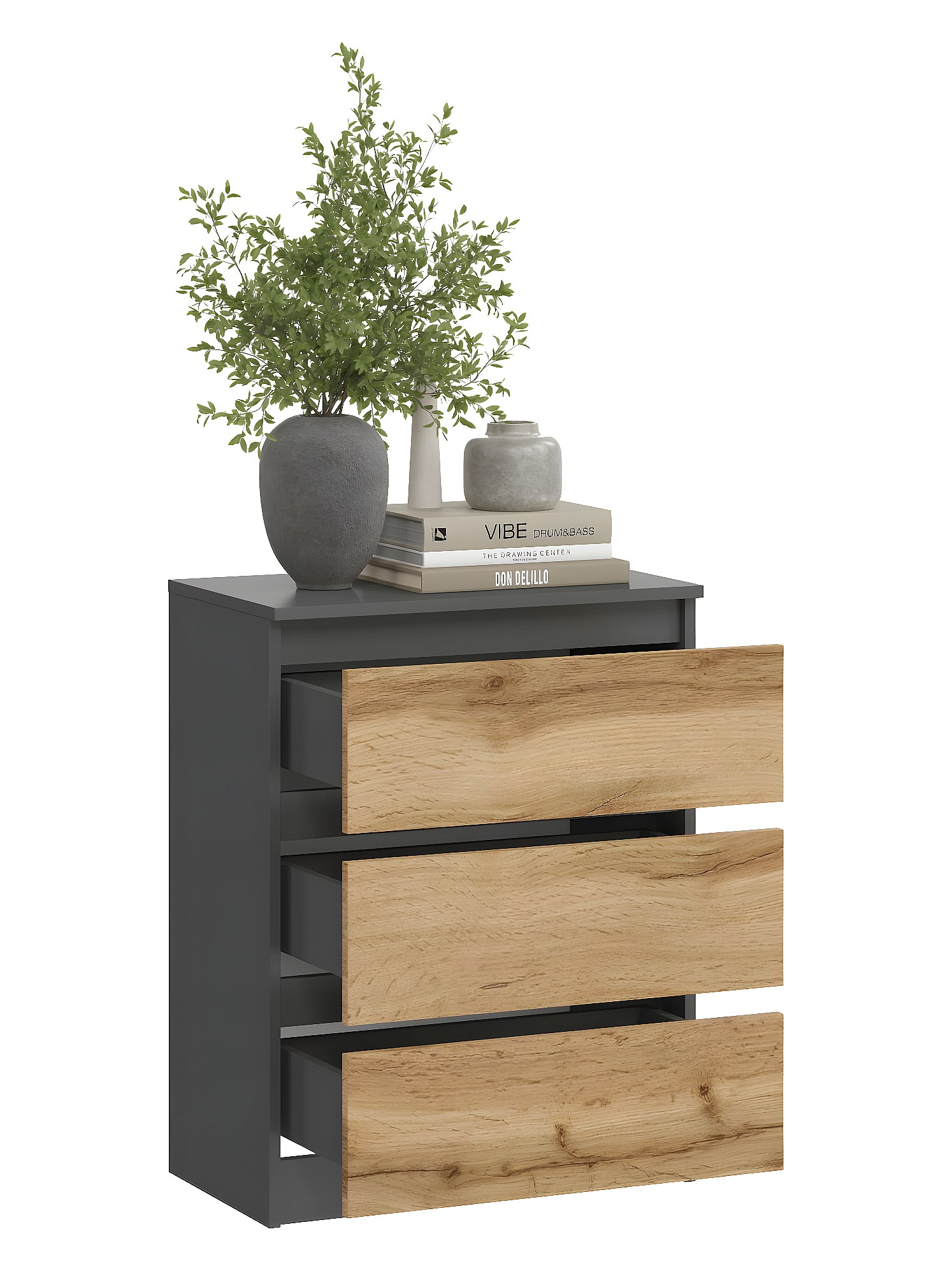 CLEO - Commode de chambre 3 tiroirs - Dimensions 60x35x77 cm - Meuble ...