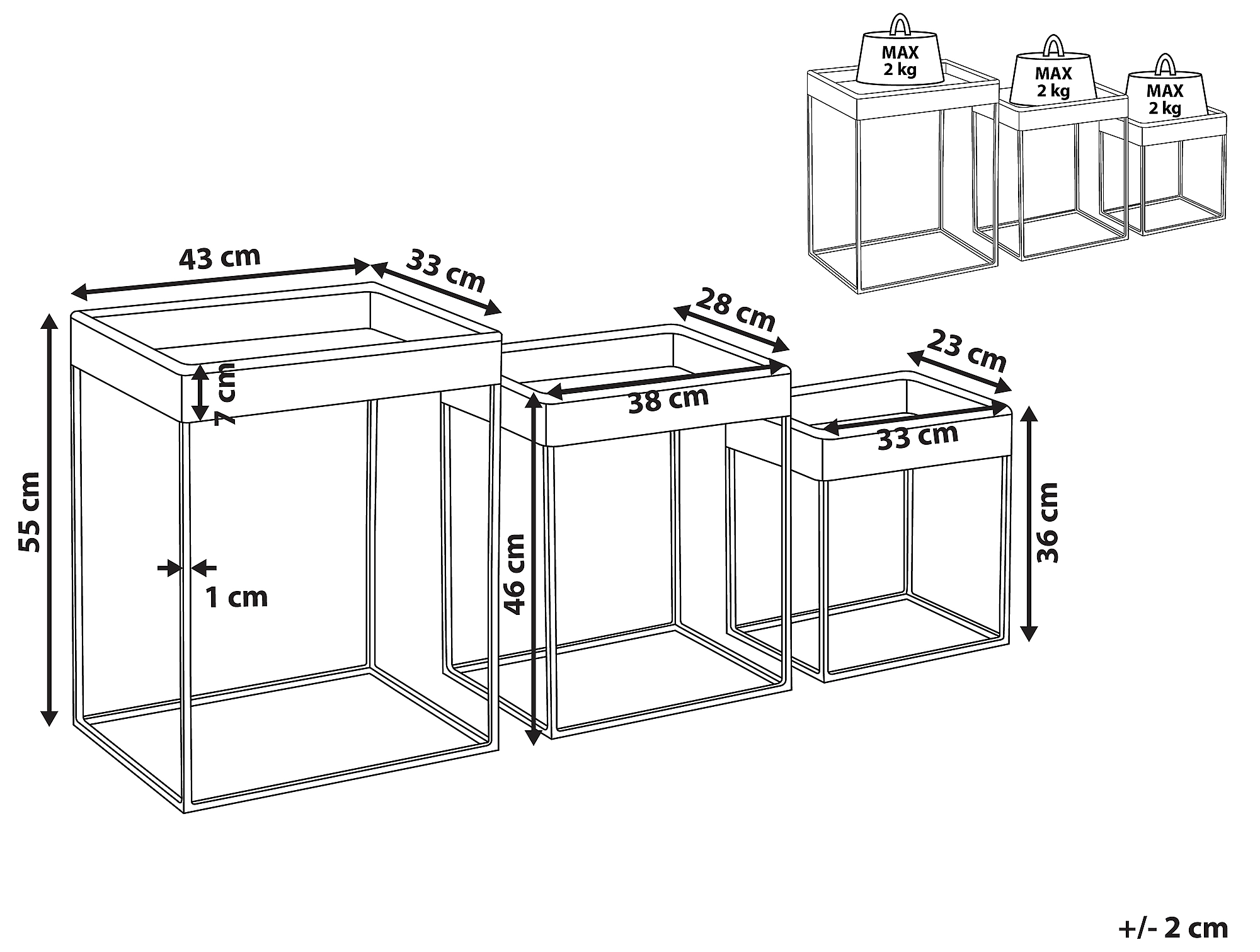 Set di 3 tavolini giacinto d'acqua beige HAWI