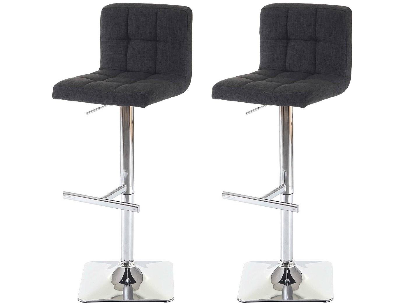 Taburete de bar Cadiz (set de 2), tela/textil gris oscuro, base cromada