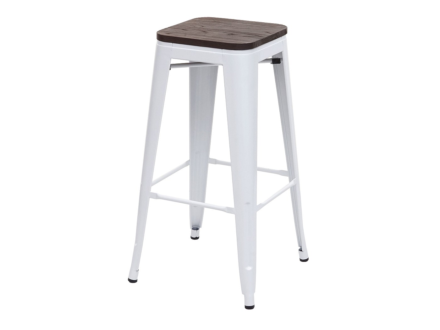 Sgabello bistrot design industriale MCW-A73 legno metallo verniciato bianco